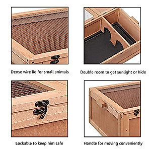 unipaws Tortoise House with Tray, Tortoise Enclosure with Reptile Carpet and Food Bowls for Small Animals, Indoor and Outdoor Medium Habitat, Anti-Corrosion and Moisture Proof