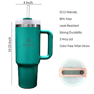 inani 40oz Tumbler With Handle And Straw, Insulated Travel Cup, Leak-Resistant, Spill-Proof Lid, Dishwasher Safe, BPA-Free, Double-Wall Insulated Premium Mug For Hot Or Iced Beverage, Aspen Green