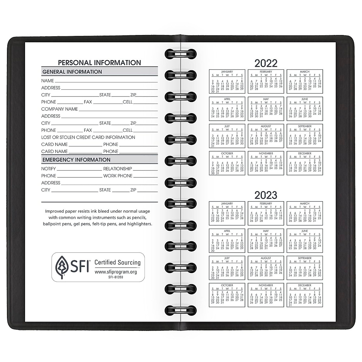 2022 Pocket Calendar by AT-A-GLANCE, Weekly Planner, 2-1/2" x 4-1/2", Pocket Size, Unruled, Black (7003505)