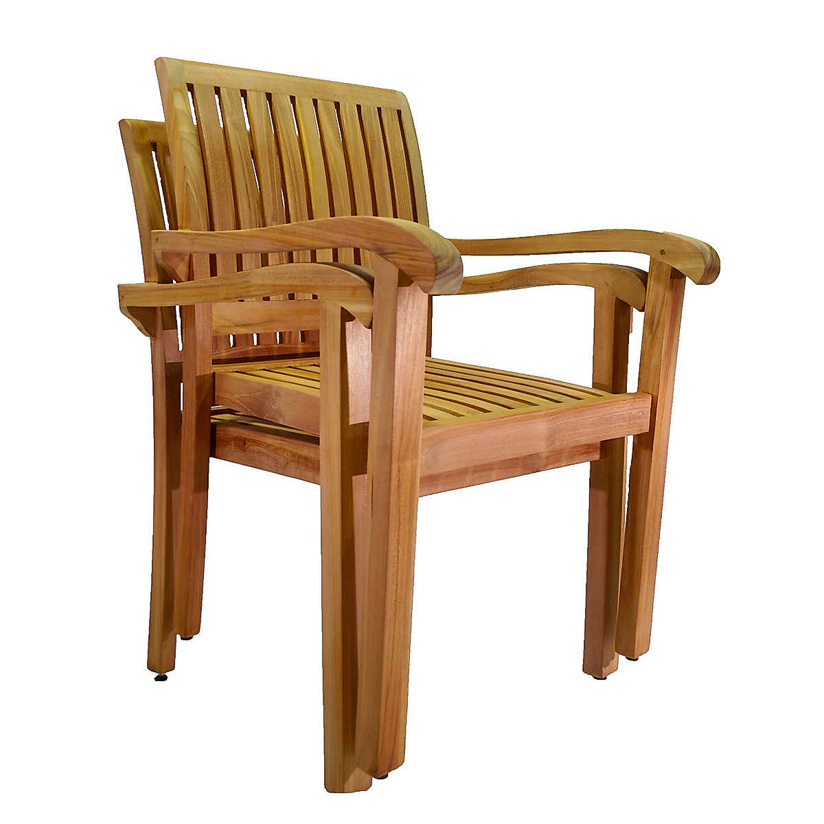 5 PC A Grade Outdoor Patio Teak Dining Furniture Set - 48" Round Table & 4 Naples Stacking Arm Chairs