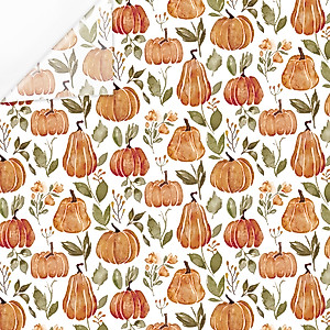 JarThenaAMCS 60 Sheet Fall Tissue Paper Pumpkin Leaves Floral Gift Wrapping Paper Autumn Harvest Decorative Art Paper for Thanksgiving DIY Crafts Birthday Party Supplies, 14 x 20 Inch