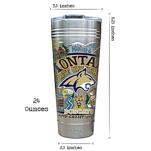 Catstudio Montana State University Collegiate Thermal Tumbler | Triple Wall Insulation With Non Slip Bottom | Great College Travel Cup for Water, Coffee, Tea, or Smoothies