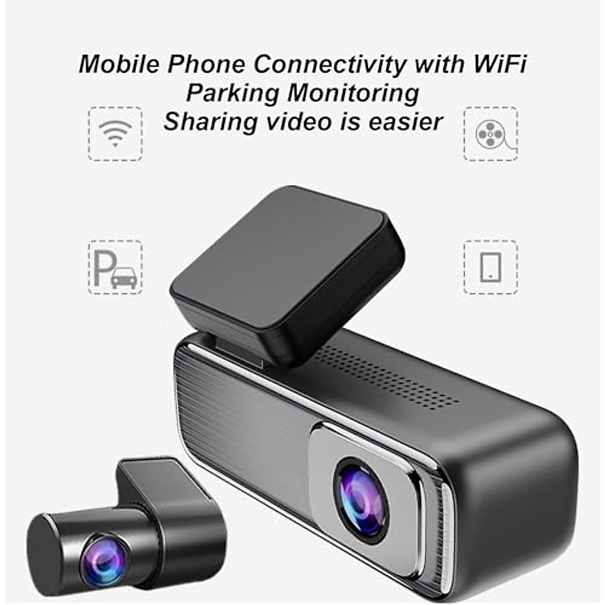 1080P FHD Dual Dash Cam, Control, Night, 170° Wide Angle, Parking Mode, for Cars