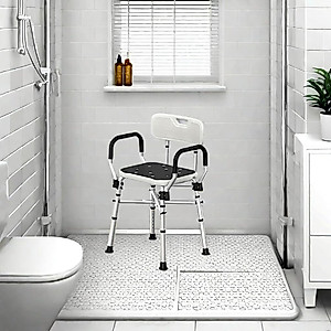 WAYES Shower Chair with Arms and Back - Bariatric Shower Chair, Up to 500 Lbs, Heavy-Duty, Adjustable