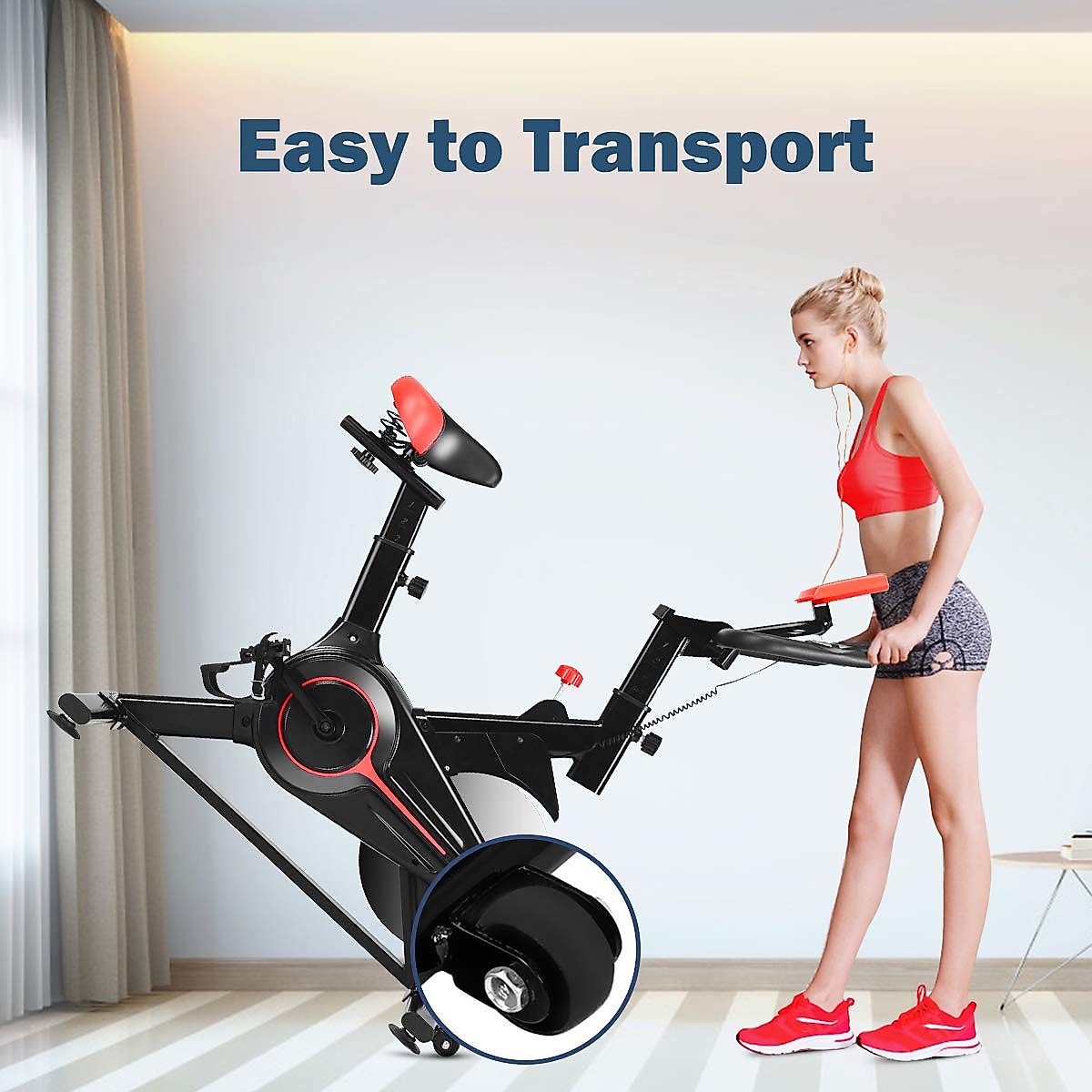 SPORFIT Indoor Cycling Bike Stationary - Exercise Bike with Comfortable Seat Cushion, Silent Belt Drive and Phone Holder for Home Training & Cardio Workout
