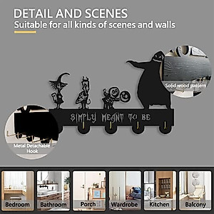 YSdesign The Nightmare Before Christmas Hooks-Jack Skellington Decor Wall Hooks,Wall Décor,Coat Hooks, Key Holder,Key Hanger for Wall、Entryway and Kitchen-11.8×7.8Inch、 Black 、Eco-Wood