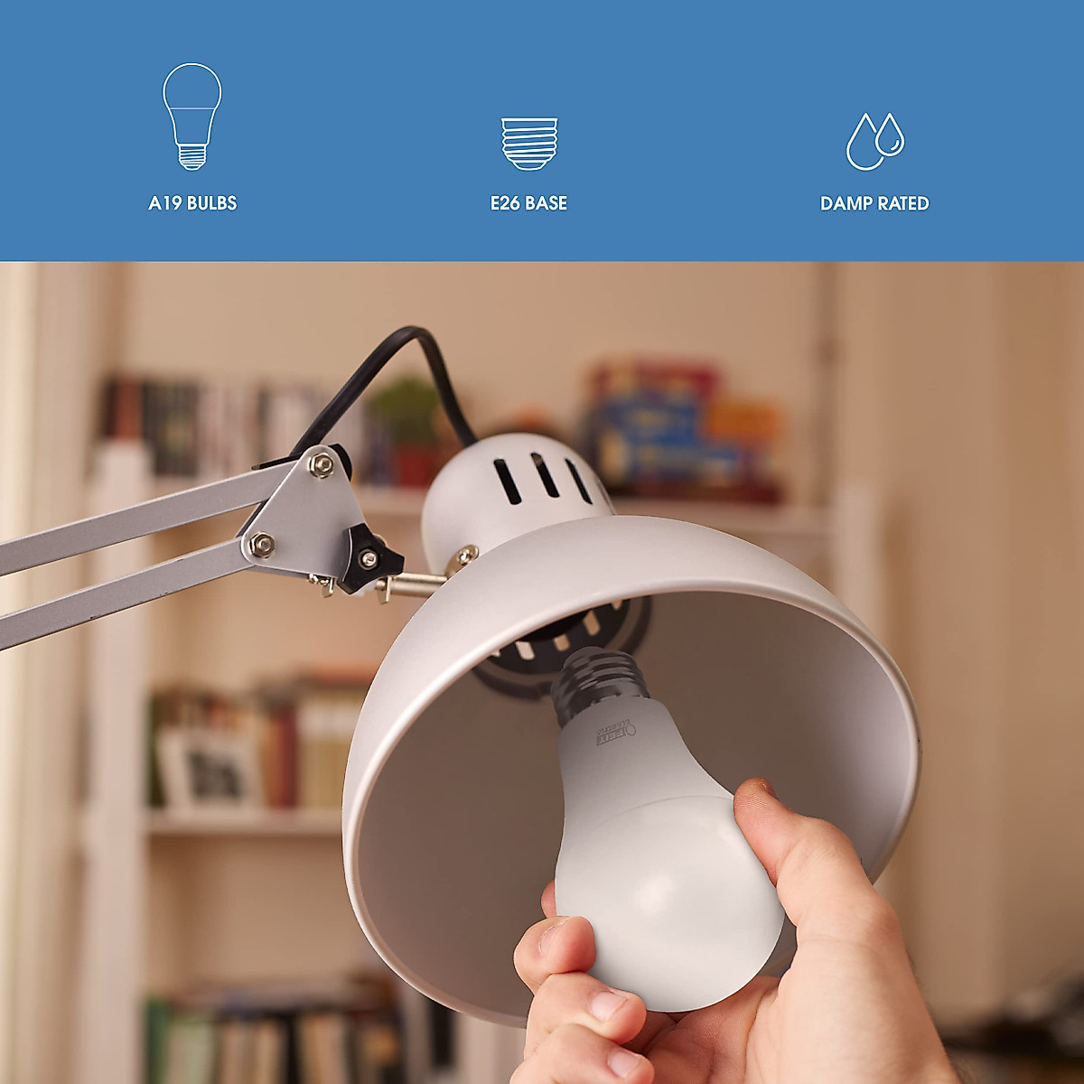 FEIT ELECTRIC A450/850/10KLED/4 4-Pack 40W Equivalent 5.5 Watt Non-Dimmable A19 LED Light Bulbs, 4.4" H x 2.35" D, 5000K Daylight, 4 Piece