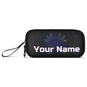 Gredecor Custom Pencil Case for Girls Boys Kids Rainbow Axolotl Personalized Name Large Capacity Pouch Bag Pen Boxes Customizable Stationery Bag School Supplies