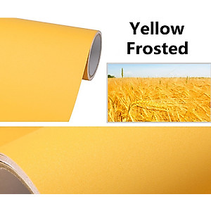 Yija Solid Color Frosted Contact Paper Waterproof Wallpaper Shelf Drawer Liner Self-Adhesive Cabinet Sticker 15.6 Inch by 98 Inch (Yellow)