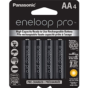 Eneloop Panasonic K-KJ55KHC4BA Advanced 4 Hour Quick Battery Charger with 4AA pro Rechargeable Batteries & Panasonic BK-3HCCA4BA pro AA High Capacity Ni-MH Pre-Charged Batteries, 4 Pack