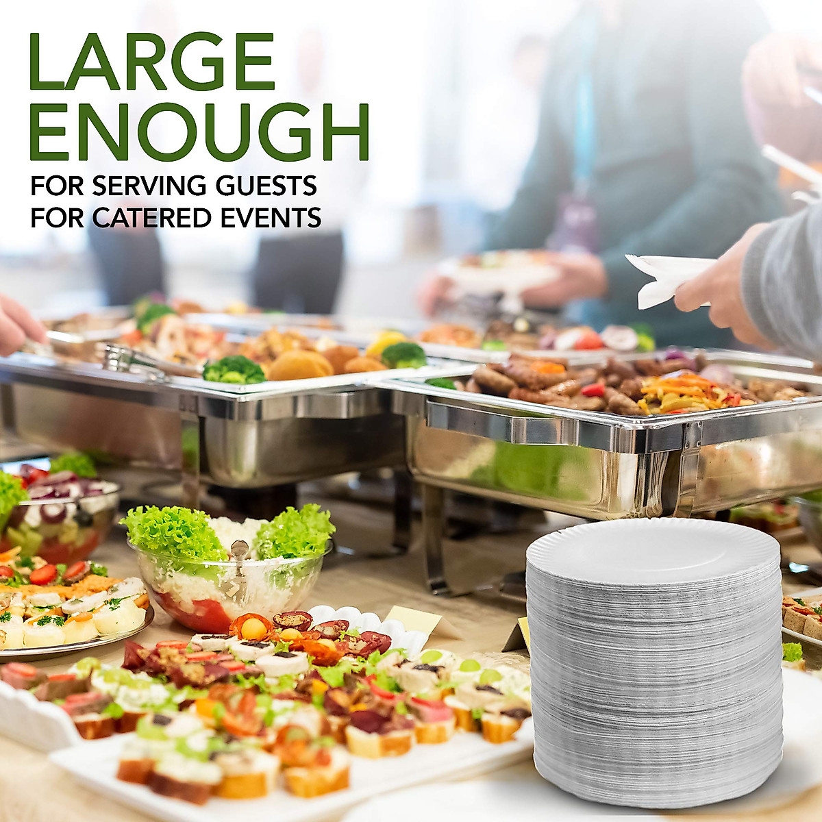 Stock Your Home 9-Inch Paper Plates Uncoated, Everyday Disposable Plates 9" Paper Plate Bulk, White, 500 Count