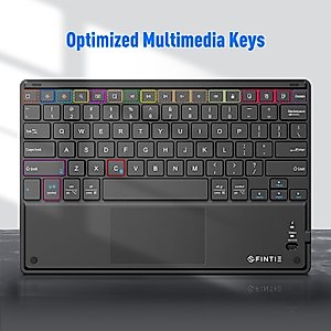 Fintie Ultrathin 4mm Wireless Bluetooth Keyboard with Built-in Multi-Touch Touchpad for iPad, iPhone, Samsung Galaxy, Nexus, Microsoft Surface, HP and Other Bluetooth Devices [Retail Packaging]