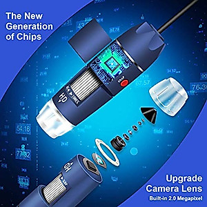 Cainda HD 2560x1440P 2K USB Microscope Camera for Android Windows 7 8 10 11 Linux Mac, 40X to 1000X Digital Microscope with Stand & Carrying Case, Portable Coin Microscope for Adults Kids Students