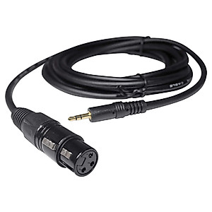 ROCKVILLE 10 Ft. Metal XLR Female to 1/8" TRS Cable-100% Copper (RXLR-AUX),Black