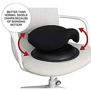 Portable Saddle Stool - Make Any Chair a Swinging Saddle Chair - Perfect for Ergonomic Office Chair - Makes A Great Gift for Coworkers and Friends - Comfortable Ergonomic Stool (Black) - by Humantool