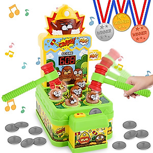 MIXHOMIC Arcade Game Toys for 3 Year Old, Whack A Mole Game, Early Developmental Toy, Mini Electronic Arcade Game Toy, Interactive Pounding Toy, Whack Game Mole Gift Idea for 3-8 Years Old Boys Girls