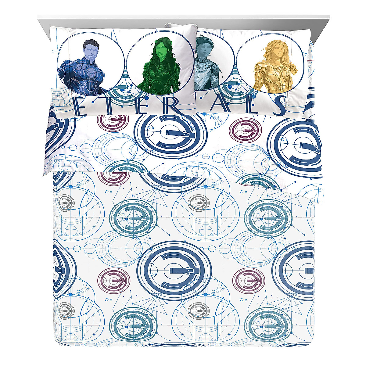 Jay Franco Marvel Eternals Space Force 7 Piece Queen Size Bed Set - Includes Comforter & Sheet Set Bedding - Super Soft Fade Resistant Microfiber (Official Marvel Product)