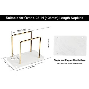 Livabber Napkin Holder, Metal Napkin Holder with Marble Base Modern Freestanding Tissue Paper Dispenser for Table Kitchen, Gold