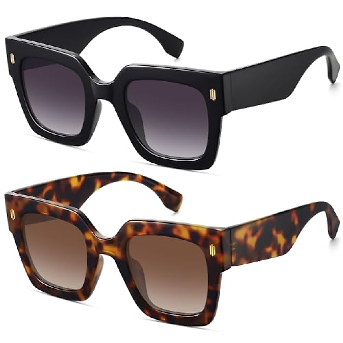 STORYCOAST Retro Square Sunglasses for Women Men Trendy Oversized Sunnies Big Shades Black/Leopard