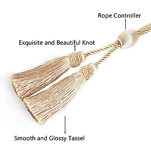 HedongHexi Curtain Tiebacks with Tassel,Modern Rope Window Curtain Ties Backs for Draperies, Outdoor Elegant Decorative Curtain Holdbacks