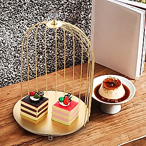 Hemoton Cupcake Stand Metal Bird Cage Makeup Organizer Cosmetic Rack Dessert Stand Necklace Earring Organizer Vanity Tray Perfume Lotion Bottle Shelf for Desk Organizer