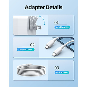 Foldable 20W Fast Charging for Google Pixel Charger- (Compatible with Pixel 8 8 pro 7 7a 7 Pro 6 6a 6Pro 5 5a 4a 4 3 3a 2 XL 2XL 3XL 4XL and 6Ft Charging Block Cable Power Cord) (White)