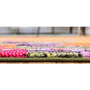 Unique Loom Estrella Collection Floral, Landscape, Abstract, Modern, Fields Area Rug, 5' 1" x 8' 0", Multi/Green