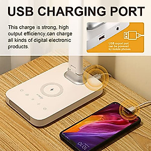 VAVOFO LED Desk Lamp with USB Charger, USB Charging Port, Table Lamp with 5 Brightness Levels Touch Control, 30/60 min Auto Timer, Dimmable Eye-Caring Desk Light for Home Office