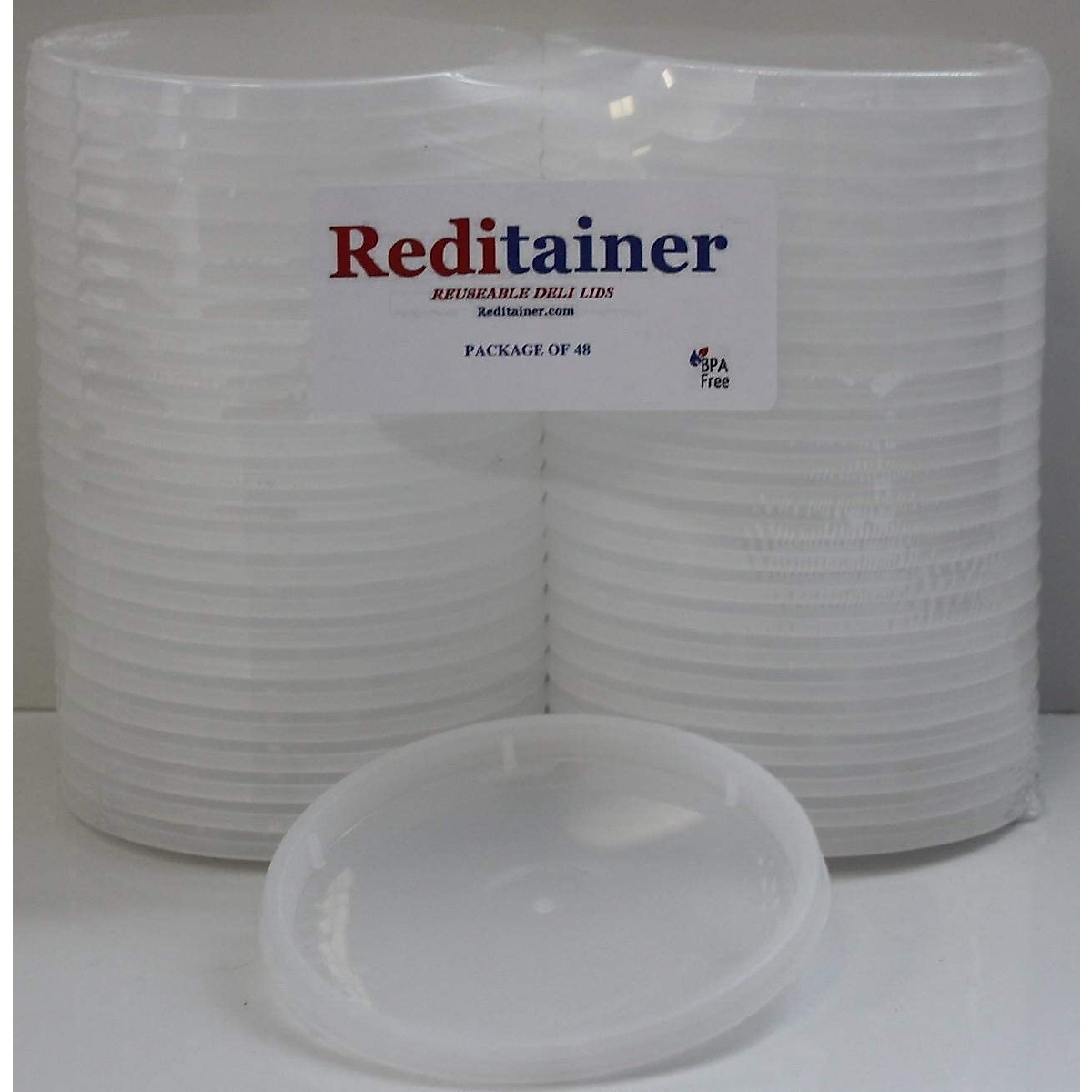 Reditainer® Deli Container Lids - Airtight Durable Plastic Lids - Replacement Reusable Deli Lids for Reditainer® Deli Containers - * LIDS ONLY * - Package Count (48)