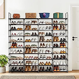 LeeMas 10 Tiers Shoe Rack Storage Organizer Shoe Shelf Organizer for Entryway Holds 80 Pairs Shoe, Stackable Shoe Cabinet Shoe Rack Organizer Large Shoe Shelf for Closet Bedroom Hallway