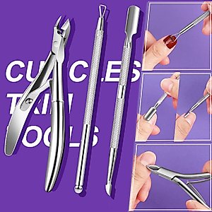 TsMADDTs 13PCS Manicure and Pedicure Tools Kit, Nail Files and Buffers Block, Polish Buffer, Cuticle Nippers, Cuticle Pusher and Peeler, File and Lifters for Toenails