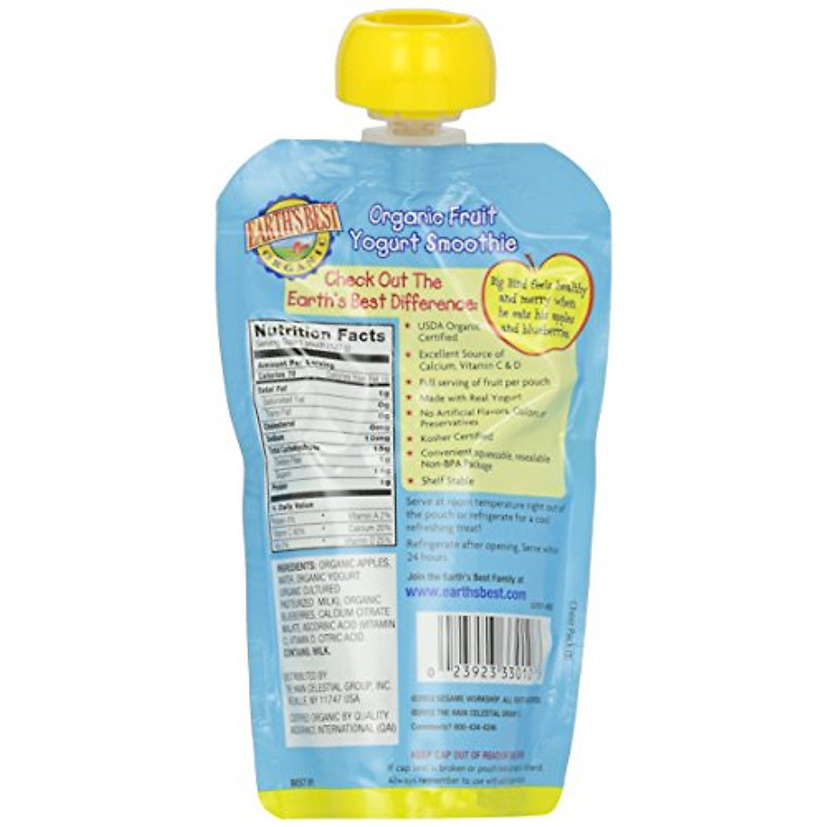 Earth's Best Earth's Best Organic Apple Blueberry Fruit Yogurt Smoothie, 4.2 oz