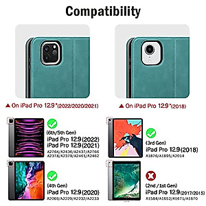 auaua Case for iPad Pro 12.9 6th/5th/4th/3rd Generation 2022/2021/2020/2018, Slim Durable Leather Stand Cover with Pencil Holder, Auto Sleep/Wake (Green)