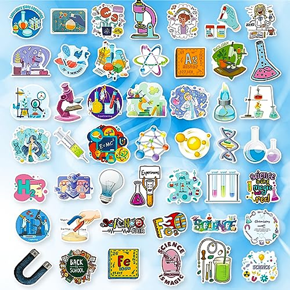 300PCS Science Stickers, 300PCS Natural Sciences Stickers Pack for Kids, Biology Chemistry Physics Math Experiment Waterproof Stickers for Student Teachers, Laboratory Decals for Laptop, Water Bottle,