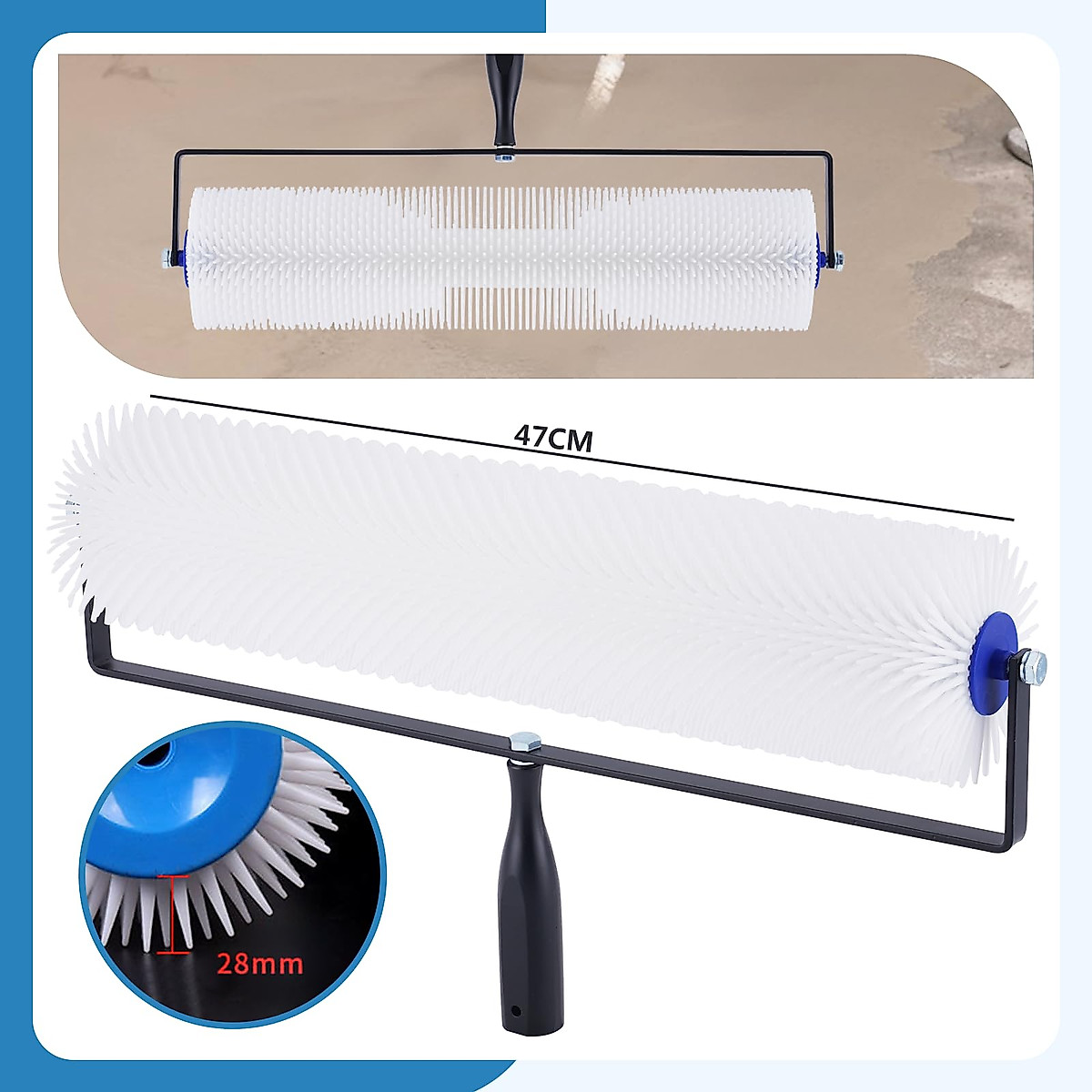 Self-Levelling Tool Kit Self Leveling Concrete Tool Kit Cement Floor Construction Tools with Spike Shoes Roller Needle Length 28mm