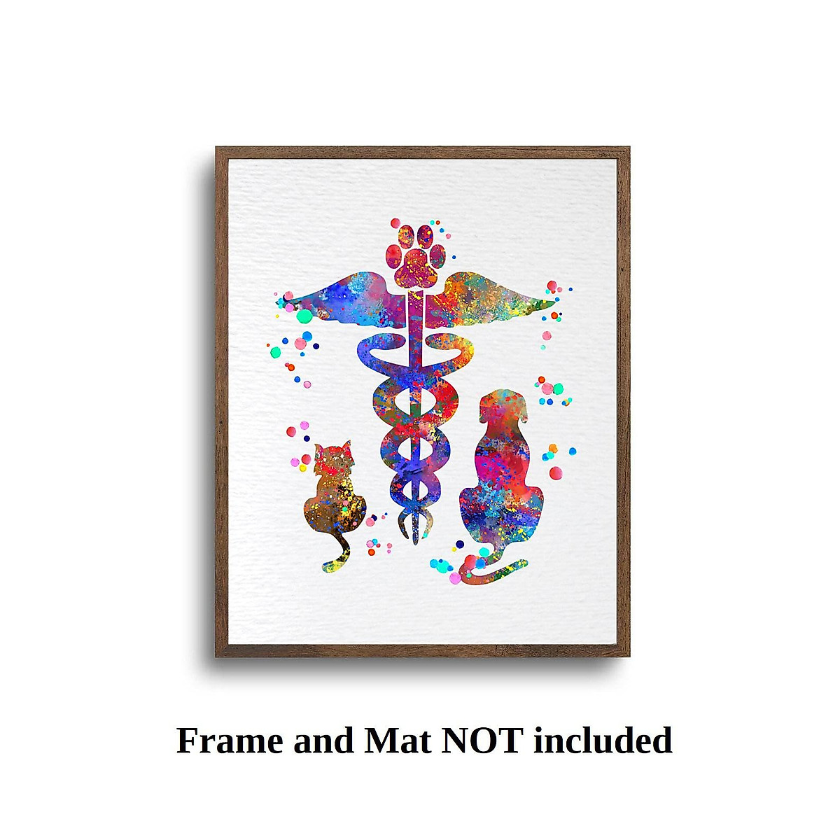 Dignovel Studios 8X10 Unframed Veterinary Caduceus Animal Clinic Pet Watercolor Art Print Poster Housewarming Wall Art Giclee Office Home Decor DN539