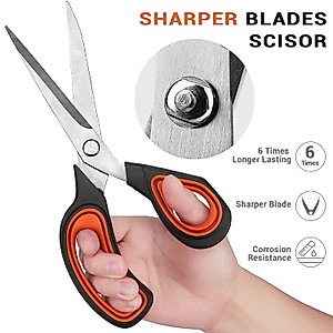 Stary City Premium Tailor Scissors Heavy Duty Multi-Purpose Titanium Scissors Professional for Leather Cutting Industrial Sharp Sewing Shears (2 Pack), Red/Gray