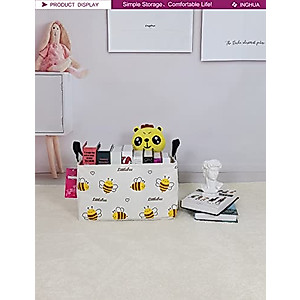 INGHUA Rectangular Storage Basket Fabric Organizer Bin for Toys,Books,Clothes,Gifts,Pets-Perfect for Home,Office,Nursery,Dorm,Shelf(Rec-Bee)