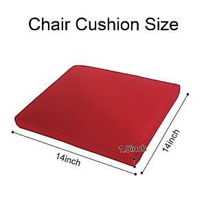 GUEGLSA Outdoor Bar Stool Cushions Square 14 Inch,Non Slip Square Seat Pad with Ties 14x14in,Waterproof Chair Cushions for Bar Stools,Cushion Only,Set of 2,(Red)