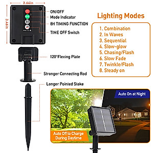 RECESKY C7 Halloween Solar Lights - 50 LED 24Ft Smooth Bulb Orange Purple Halloween String Light with Timer - 8 Modes Fairy Halloween Lighting for Outdoor Garden Yard Home Party Halloween Decorations
