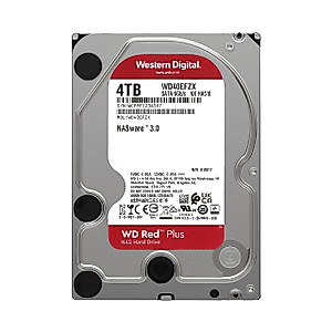 Western Digital 4TB WD Red Plus NAS Internal Hard Drive HDD - 5400 RPM, SATA 6 Gb/s, CMR, 128 MB Cache, 3.5" -WD40EFZX