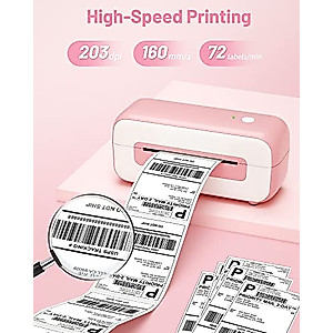 Pink Label Printer - Thermal Label Printer for Shipping Packages & Small Busines, Shipping Label Printer, Thermal Printer Compatible with Amazon Shopify Etsy Ebay FedEx USPS