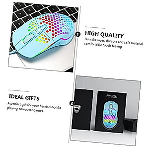 SOLUSTRE Laptop 1 PC Mute USB Honeycomb for Design Shell Backlight Accessory Bar Luminescent Compatible Hollow-Out Rainbow Desktop Home Mice RGB Optical Computer Conter Ergonomic with Wireless Mouse