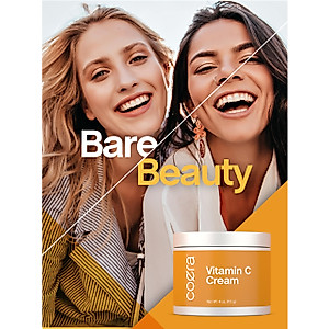 Coera Vitamin C Cream | 4oz | Brightening + Firming Formula | Free of Parabens, SLS & Fragrances | Dark Spot Masker for Face, Skin & Eyes | Packaging May Vary