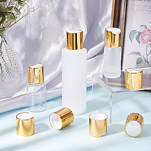 BENECREAT 12pcs Aluminized Replacement Plastic Press Caps, Golden Press Disc Caps Dispensing Lotion Bottle Closure for Squeeze Bottles Shampoo Bottle Dispensing Cap, Diameter 24mm Thread Type 410