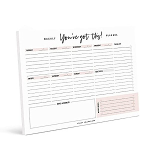 Bliss Collections Weekly Planner, You've Got This, Undated Tear-Off Sheets Notepad Includes Calendar, Organizer, Scheduler for Goals, Tasks, Ideas, Notes and To Do Lists, 8.5"x11" (50 Sheets)