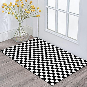 Casanta Living Machine Washable Rug - Checkered Rug - Soft Rug for Livingroom, Bedroom, Playroom, Kitchen or Nursery - Black White - 8x10