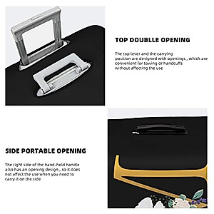 Flower Lette M Black Luggage Cover Elastic Washable Stretch Suitcase Protector Anti-Scratch Travel Suitcase Cover for Kid and Adult S (18-21 inch suitcase)