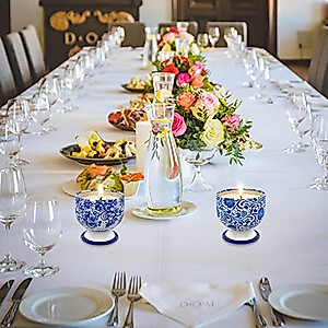 4 Pack Scented Candles, 4oz Soy Wax Portable Tin Candle with Blue and White Pattern, Candle Gift Set for Christmas Thanksgiving and Housewarming