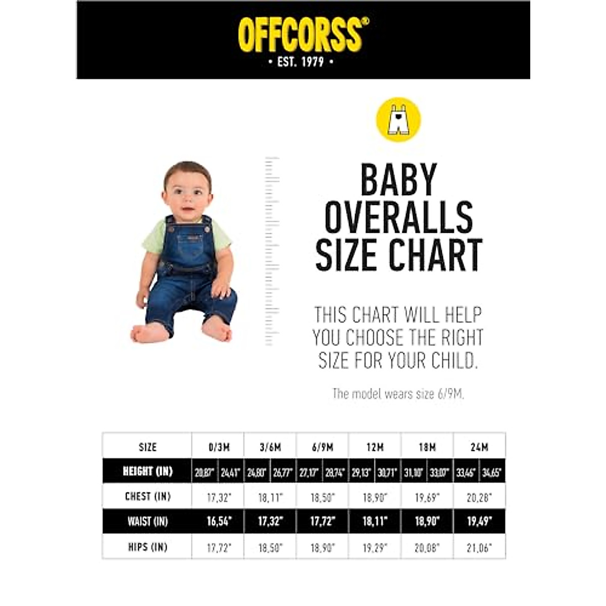 OFFCORSS Baby and Toddler Overall with Adjustable Straps, for Boys and Girls